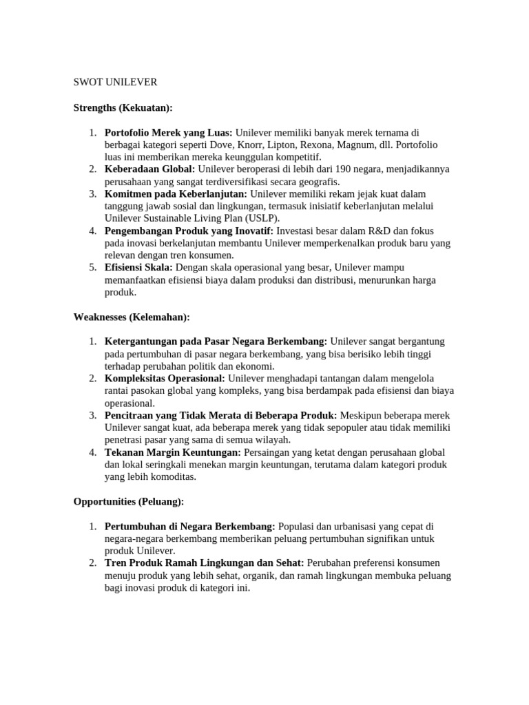 Swot Unilever | PDF