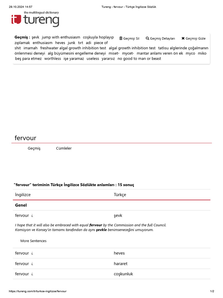 Tureng - Fervour - Türkçe İngilizce Sözlük | PDF