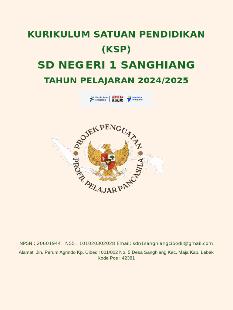 Kurikulum SD Negeri 1 Sanghiang 2024/2025 | PDF