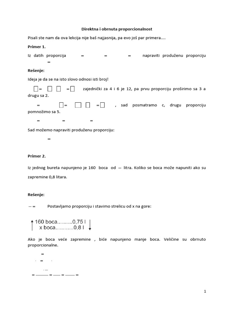 Direktna I Obrnuta Proporcionalnost | PDF