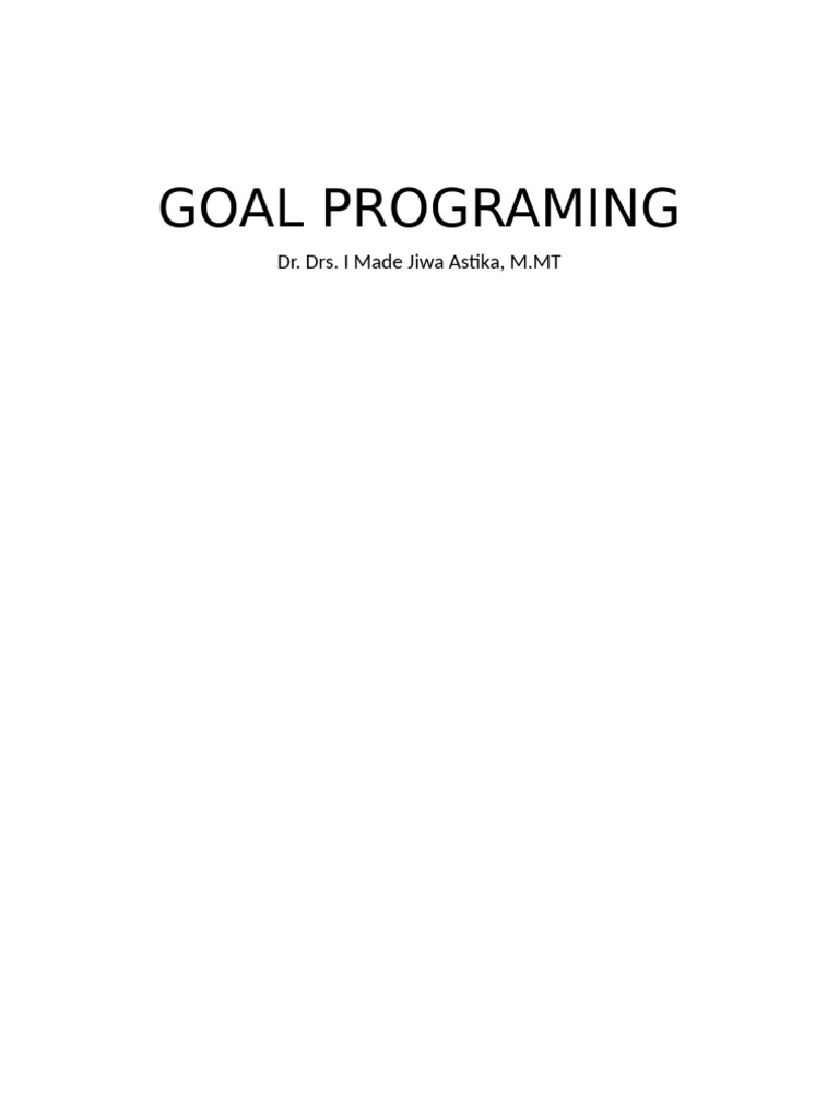 Goal Programing | PDF