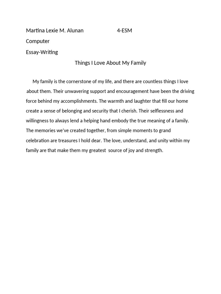 Things I Love About My Family | PDF