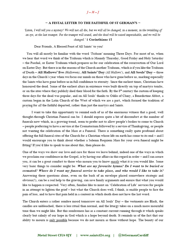 Festal Letter No.2 (All Saints' Day 2024) | PDF | Easter | Christian ...