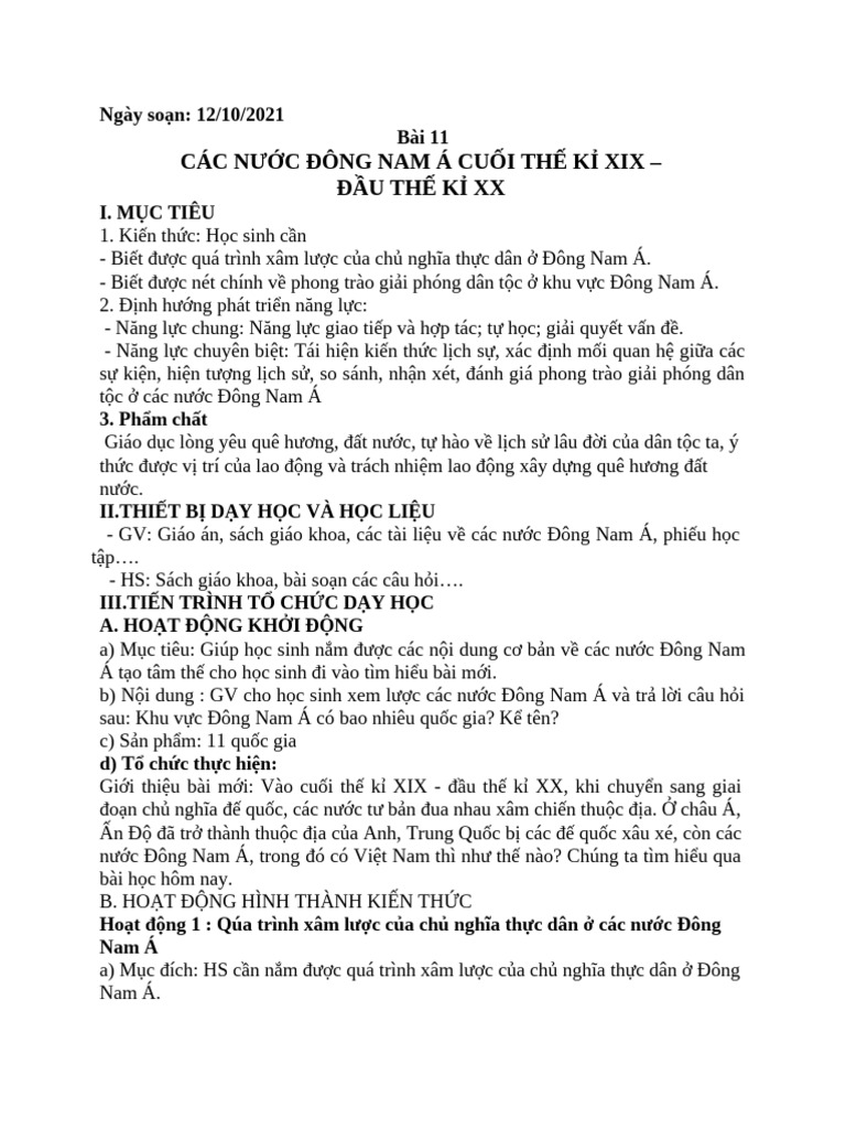 Tiet 19 Cac Nuoc Dong Nam A | PDF