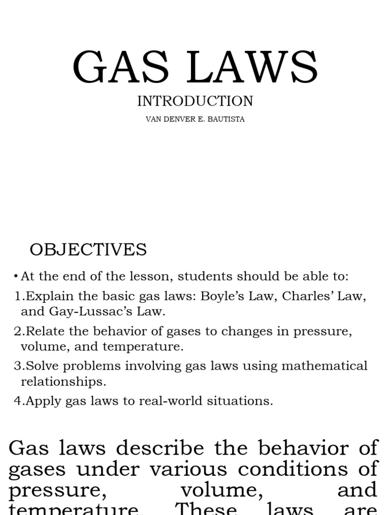 15 Gas Laws Introduction | PDF | Gases | Thermodynamics