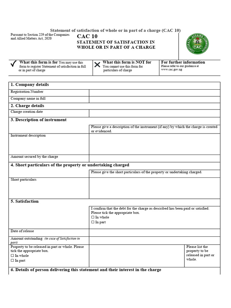 CAC 10 Charge Satisfaction Statement | PDF | Perjury | Crimes