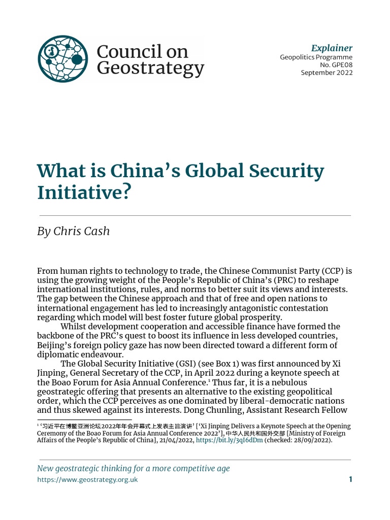 What Is Chinas Global Security Initiative | PDF | World Politics | China