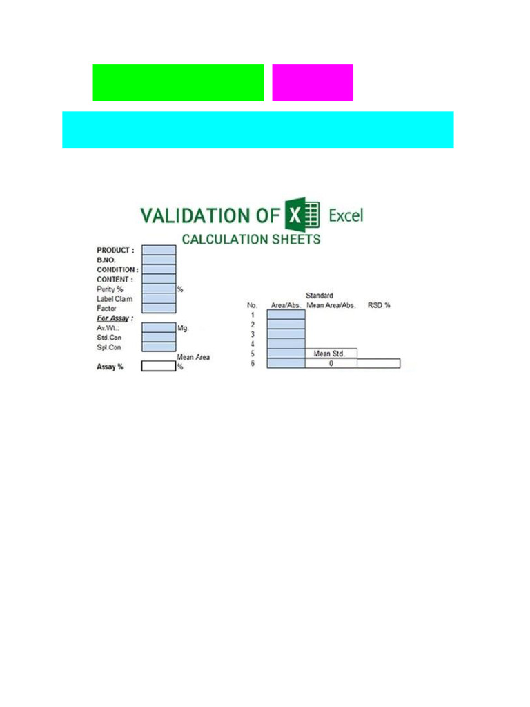 Excel Validation for GMP Compliance | PDF | Spreadsheet | Verification And Validation