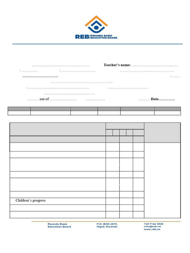 Lesson Observation Form For Pre-Primary Student-Teacher-1 | PDF ...