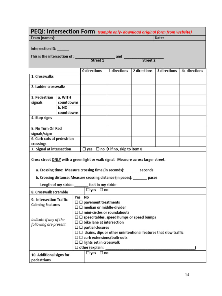 Peqi Form | PDF | Intersection (Road) | Pedestrian Crossing