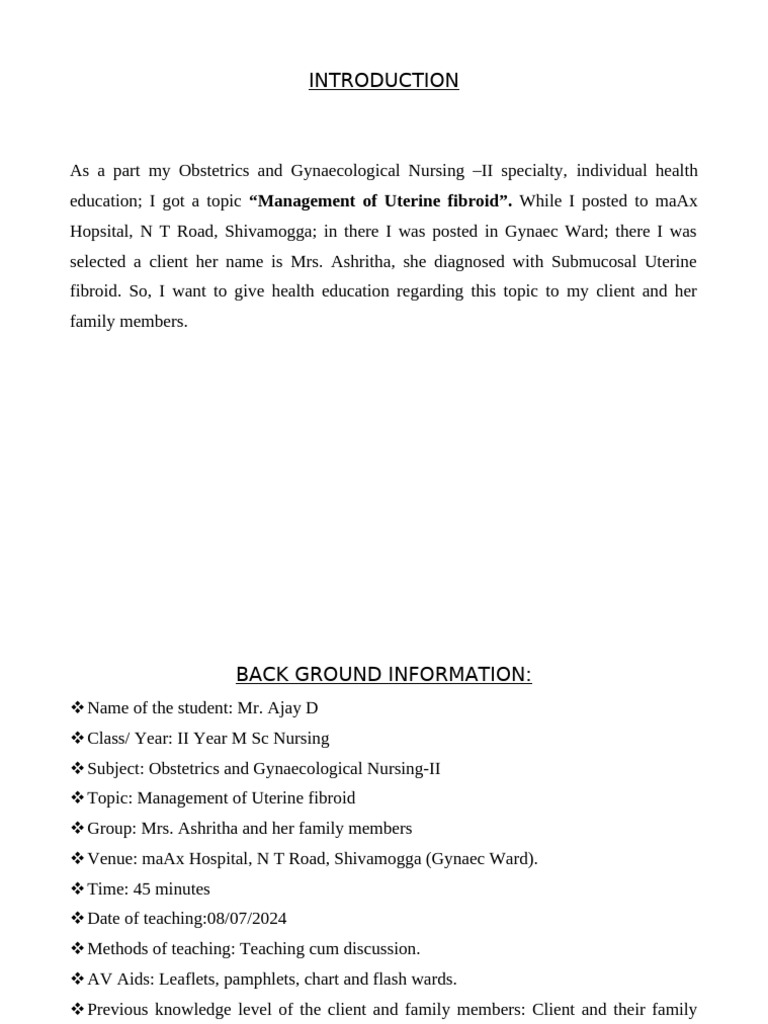 Management of Uterine Fibroid | PDF | Diseases And Disorders | Women's ...