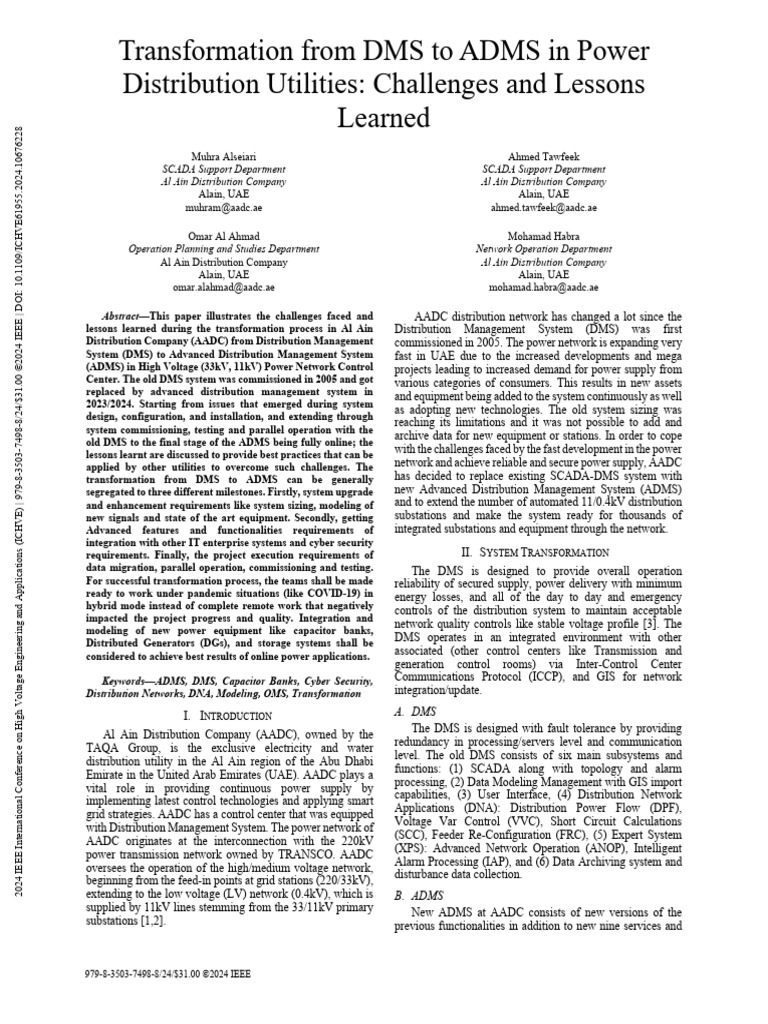 DMS to ADMS Transition Challenges | PDF | Electric Power Distribution | Electrical Substation