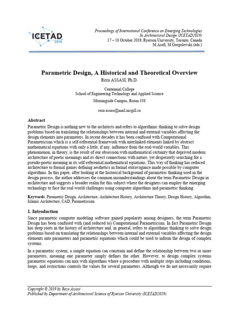 Parametric Design A Historical and Theor | PDF | Autodesk Revit ...