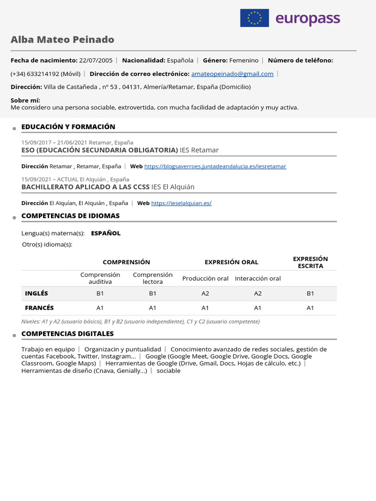 CV - Alba Mateo Peinado | PDF