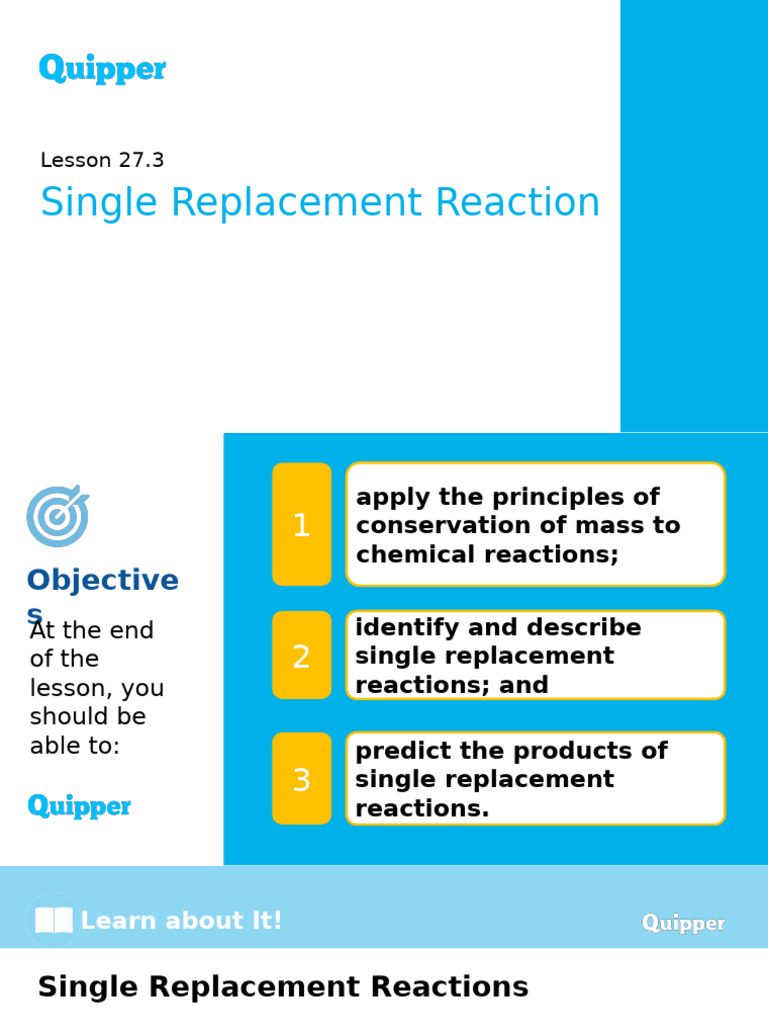 Science 10 27.3 Single Replacement Reaction | PDF | Chemical Reactions ...