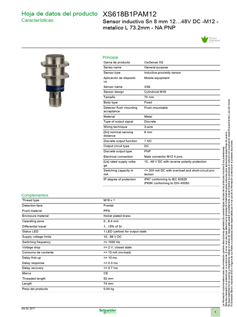 XS618B1PAM12 | PDF | Instrumento de medición