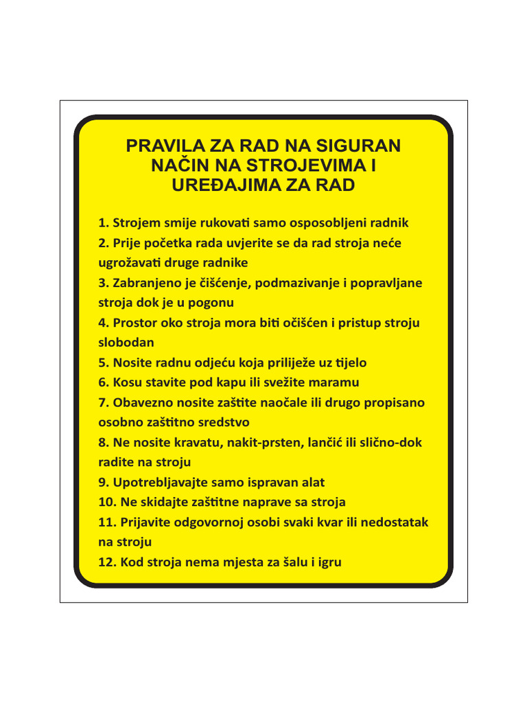 Pravila Za Rad Na Siguran Način | PDF