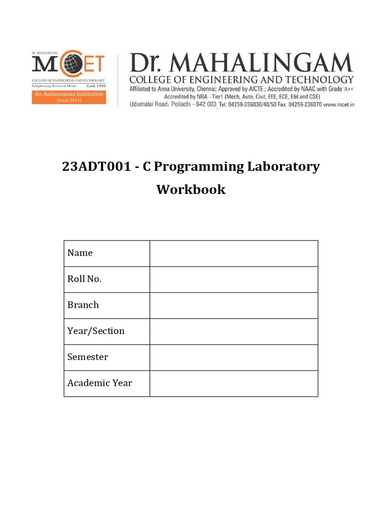 C Programming Lab Manual Final Pdf Computer Program Programming