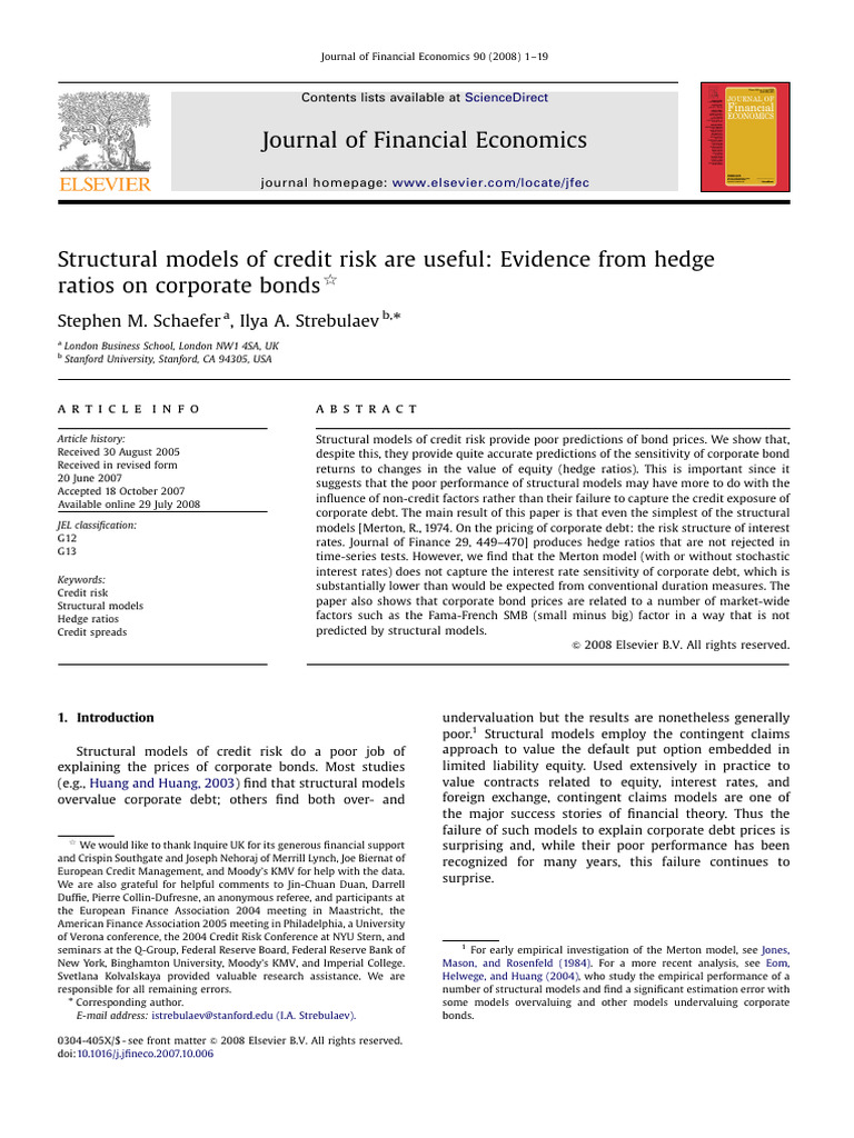 Structural Models of Credit Risk Are Useful: Evidence From Hedge Ratios ...