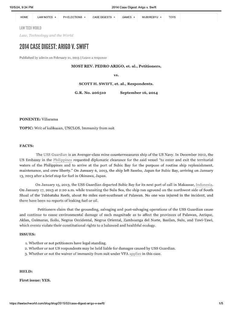 Tubbataha Reef (Arigo V Swift) | PDF