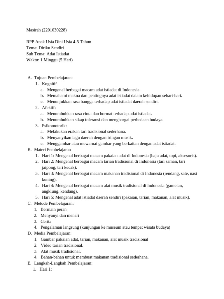 Contoh RPP Diriku Sendiri | PDF