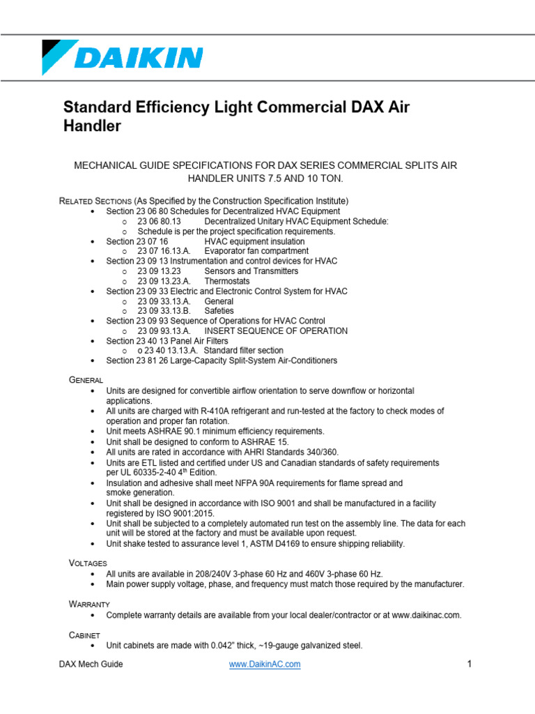 Dax Mechanical Guide | PDF | Engineering Thermodynamics | Equipment