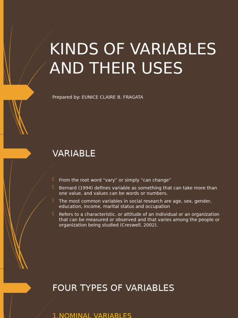 #2. Kinds of Variables and Their Uses | PDF | Level Of Measurement
