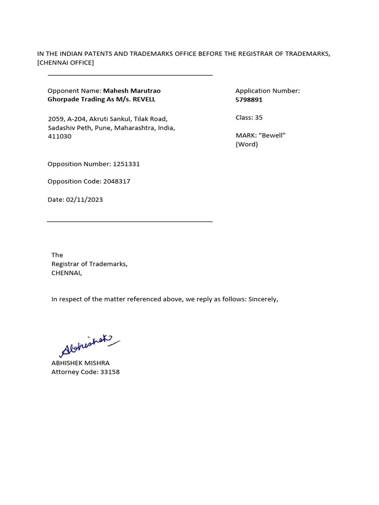 Counter Statement | PDF | Trademark | Brand