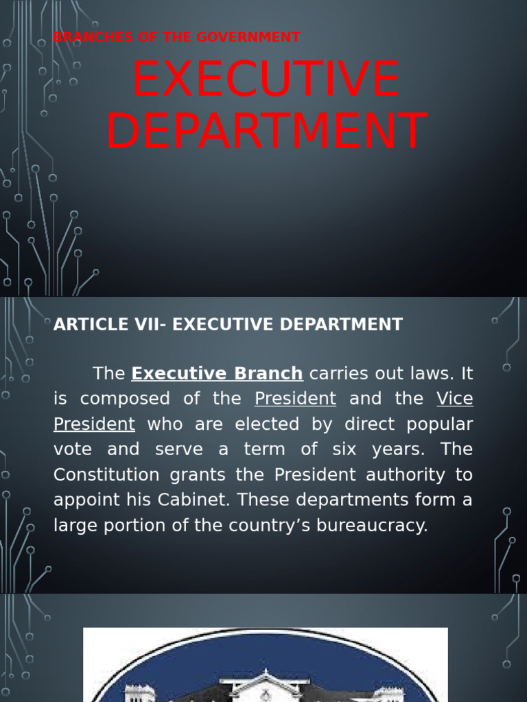 Philippine Executive Department Overview | PDF | President Of The ...