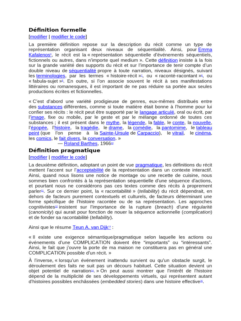 Définition du récit et narrativité | PDF | Philosophie