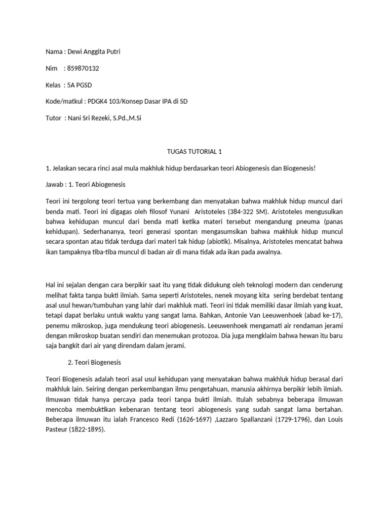 Tt1 Konsep Dasar Ipa Di SD | PDF | Sains & Matematika