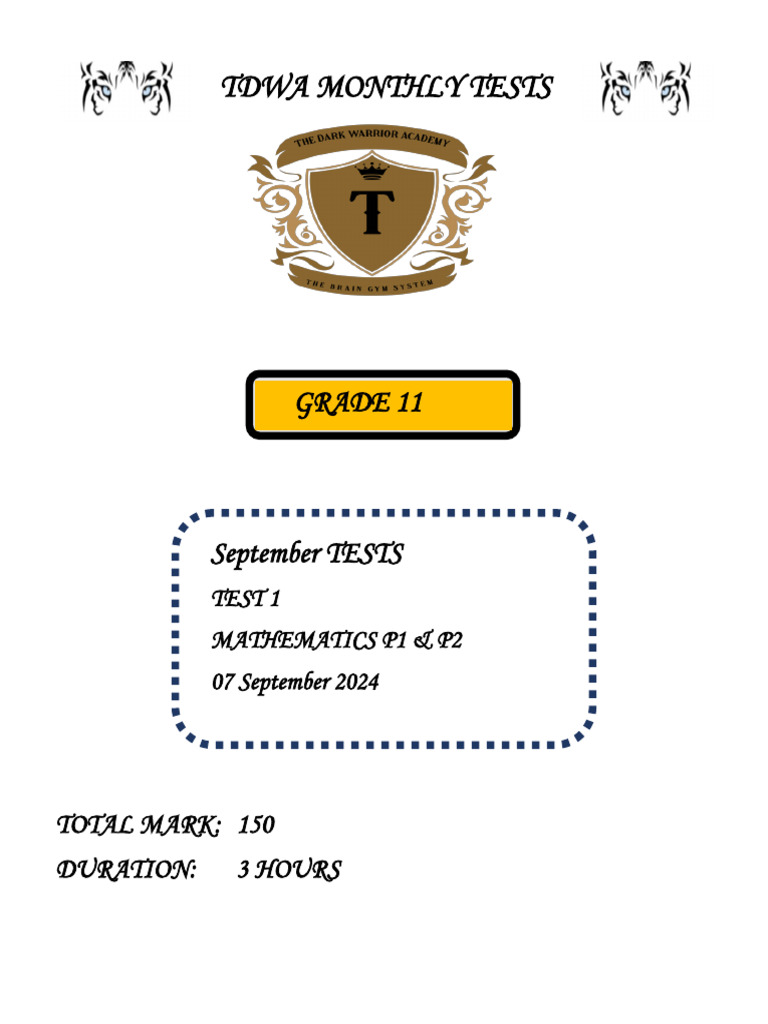 Tdwa GR11 Math Sep Test 1 2024 | PDF | Business | Finance & Money ...