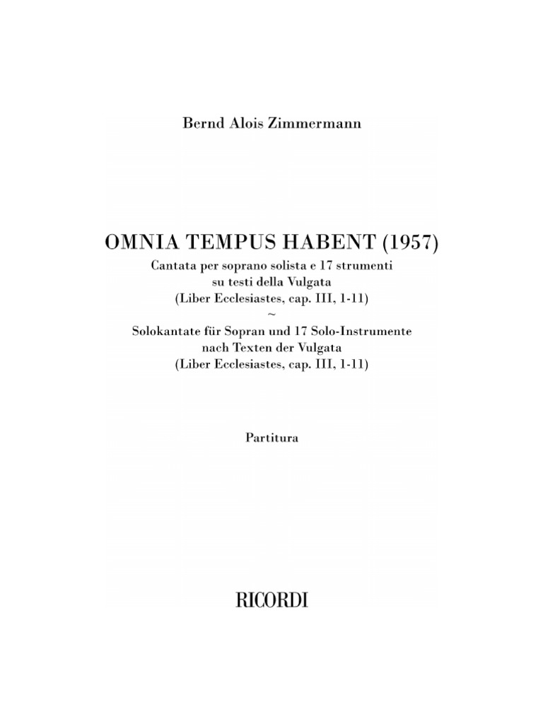 Zimmermann - Omnia Tempus Habent - Full Score | PDF