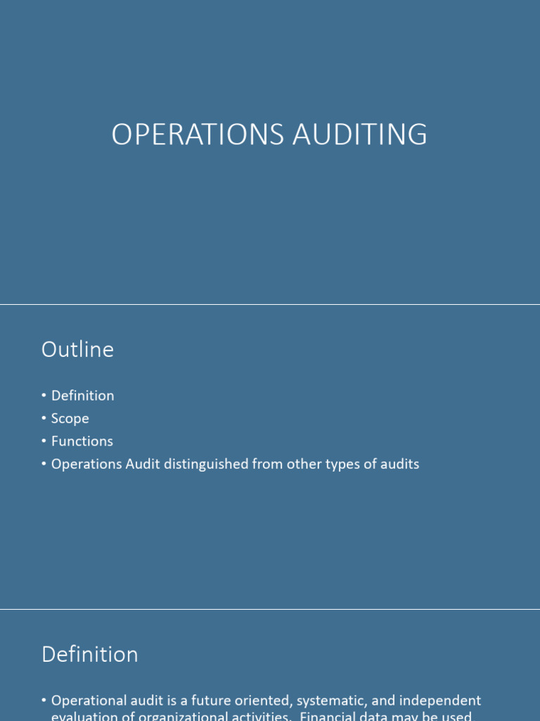 Operations Auditing LM 1 | PDF | Business | Finance & Money Management