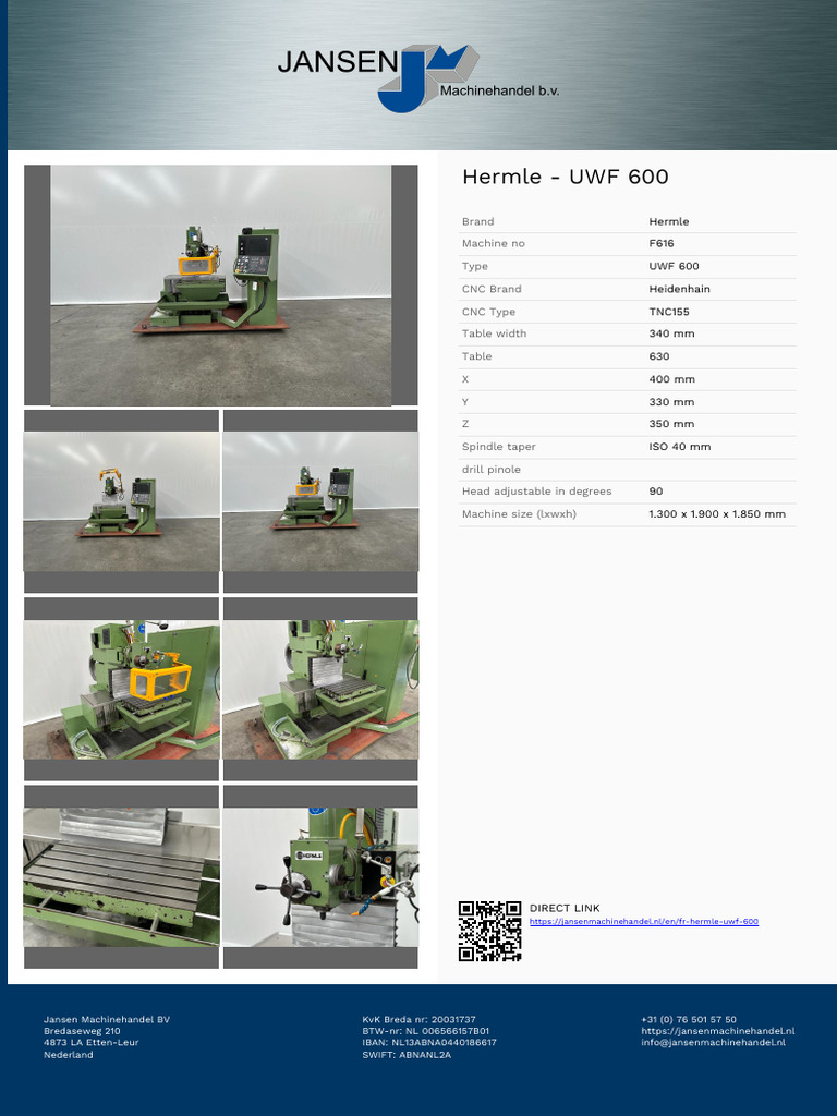 Jansen Machinehandel-F616 Hermle Uwf-600 en | PDF
