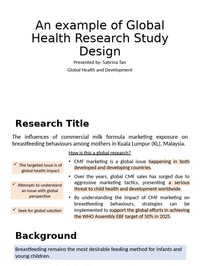 An Example of Global Health Research Study Design: Presented By ...