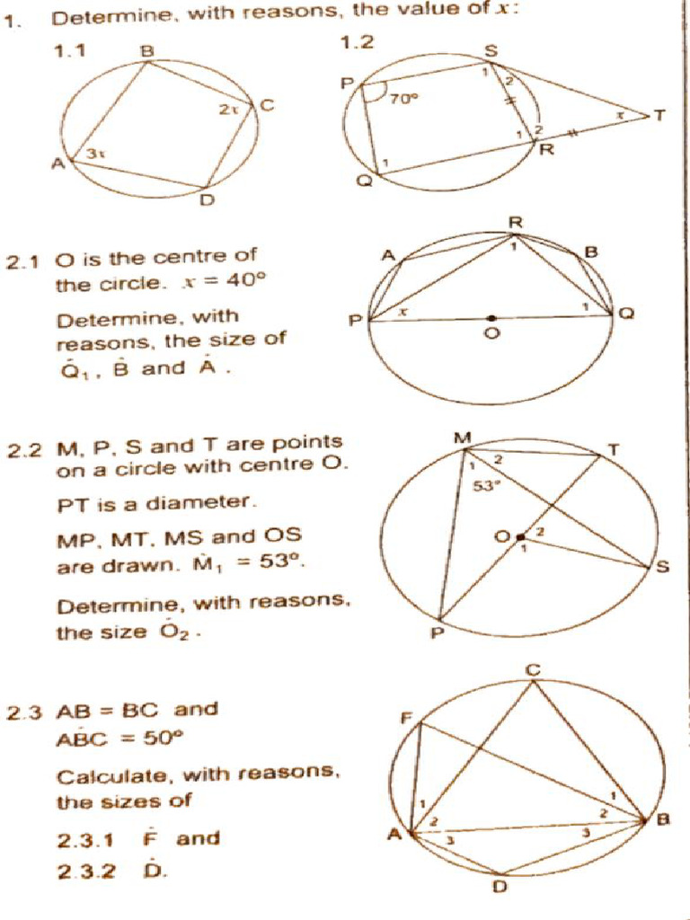 Grade 11 Euclidean Geometry Mixed Exercises | PDF