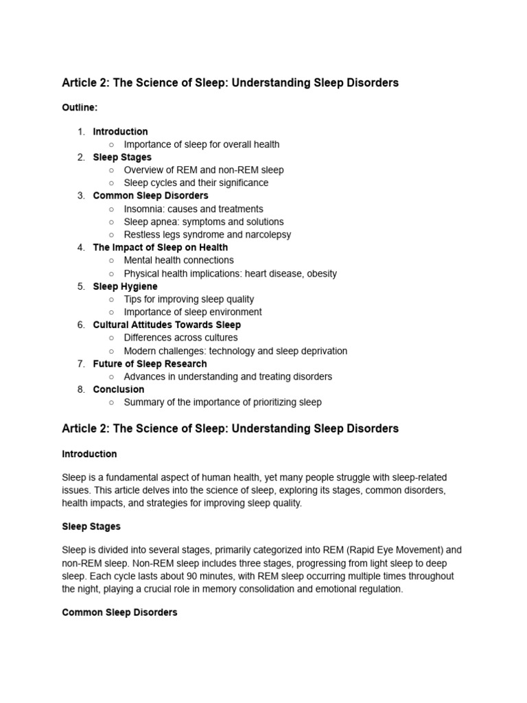 Article 2the Science of Sleep Understanding Sleep Disorders | PDF ...