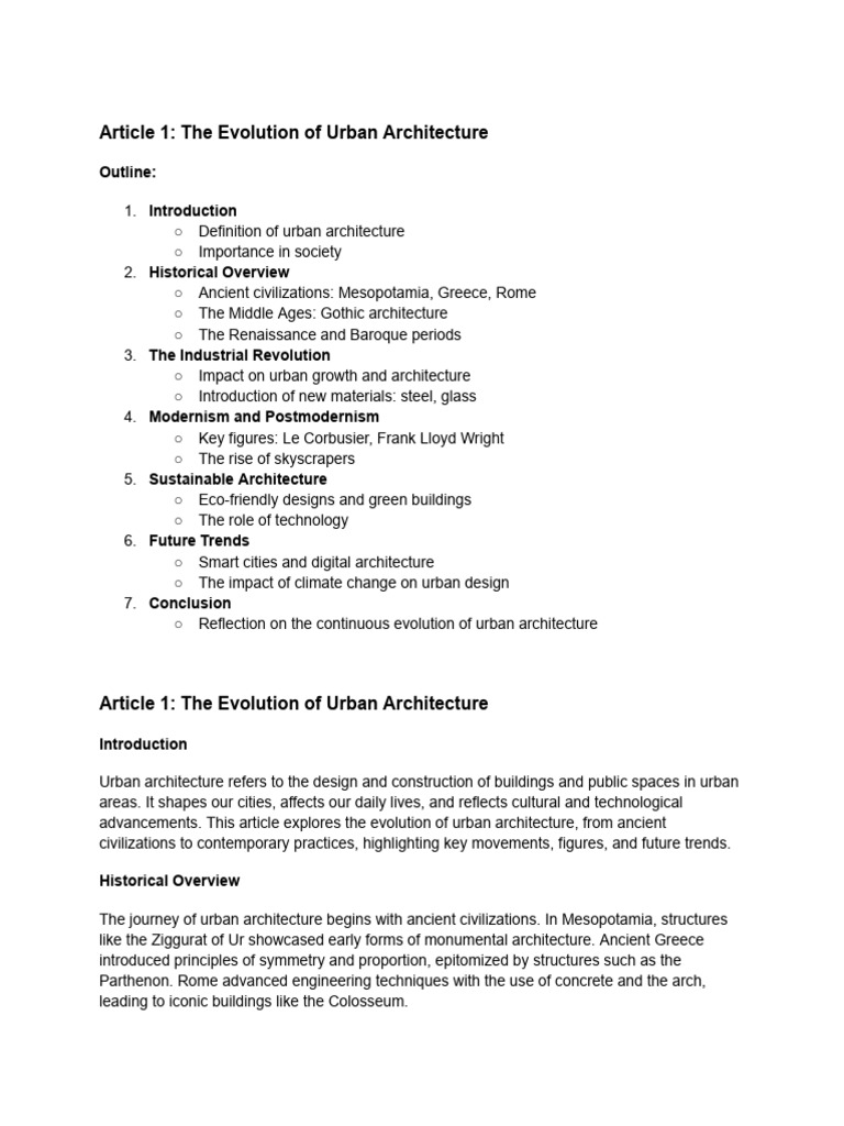 Article 1the Evolution of Urban Architecture | PDF | Modernism ...