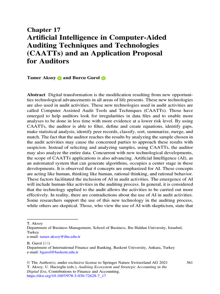 Arti Cial Intelligence in Computer-Aided Auditing Techniques and Technologies (Caatts) and An ...