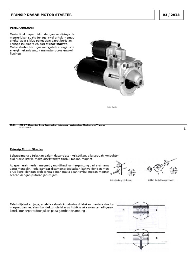 Prinsip Kerja Motor Starter Mobil | PDF