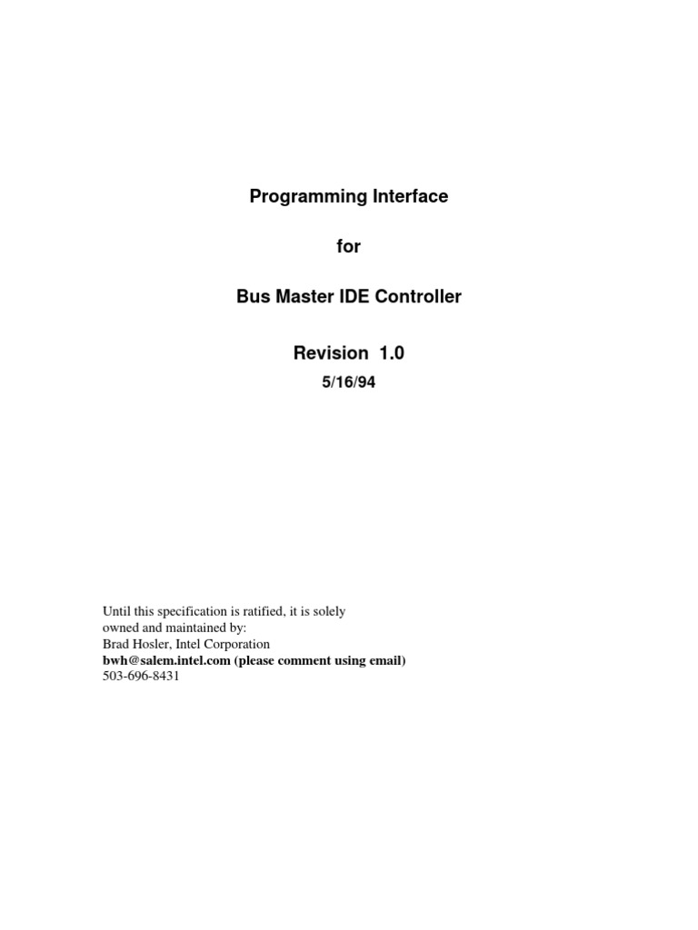 Programming Interface For Bus Master IDE Controller | PDF | Computer ...