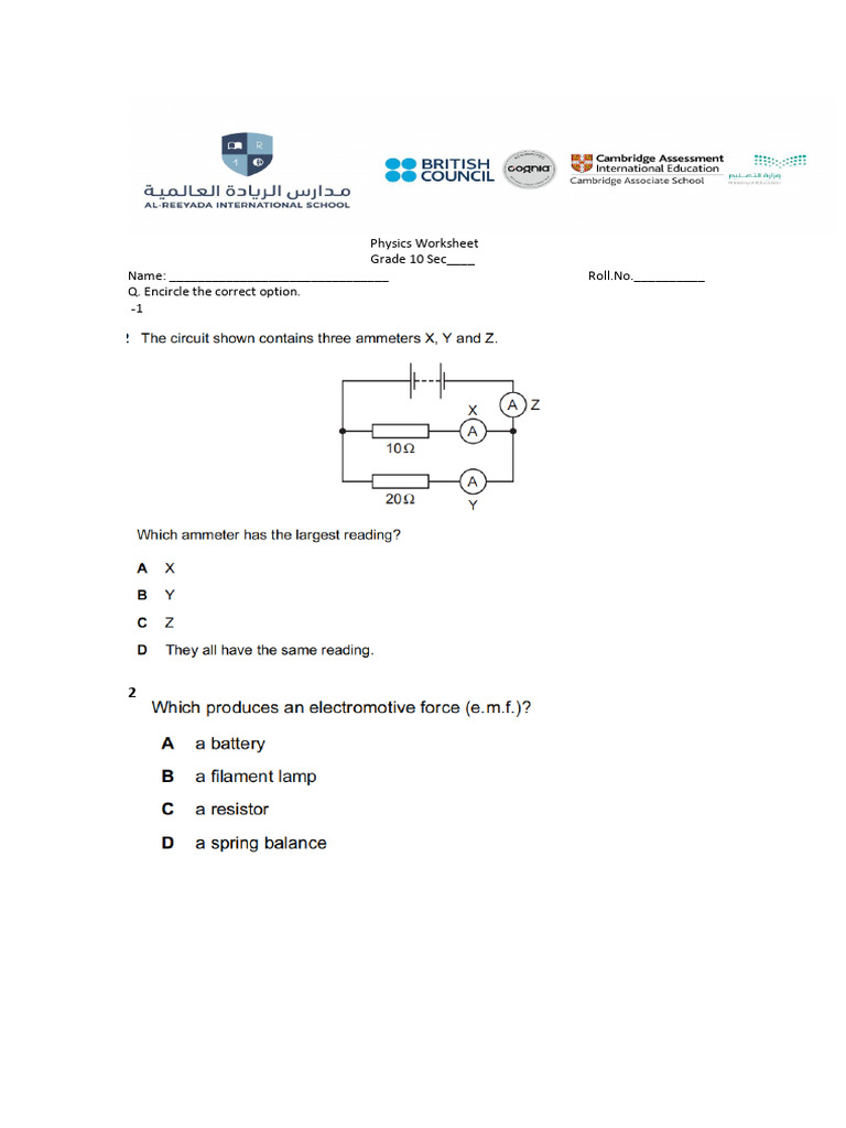 Electric Circuit Worksheet 1 | PDF | Teaching Methods & Materials ...