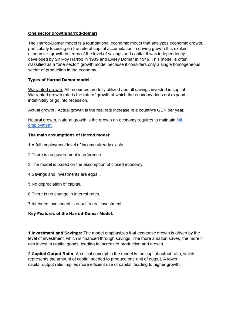Harrod-Domar Model: Economic Growth Insights | PDF | Economic Growth ...