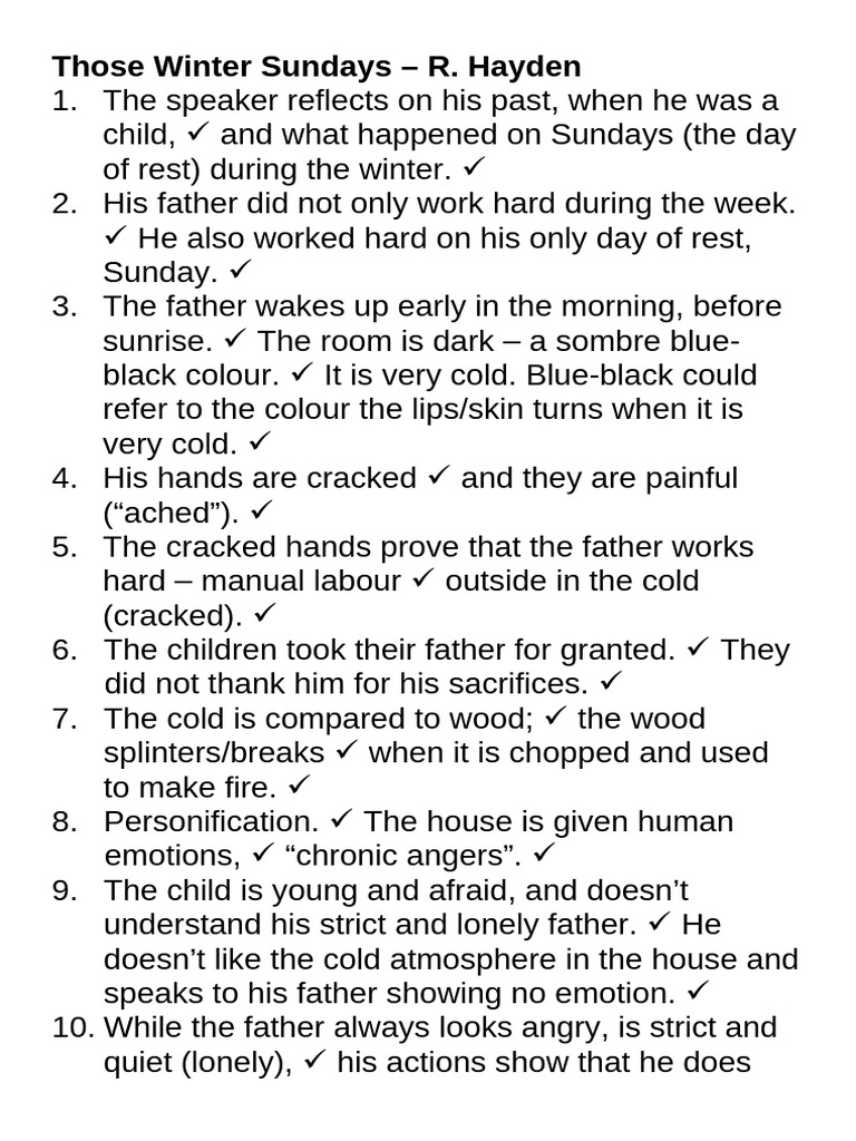 Those Winter Sundays - Memo - Projector | PDF | Language Arts & Discipline