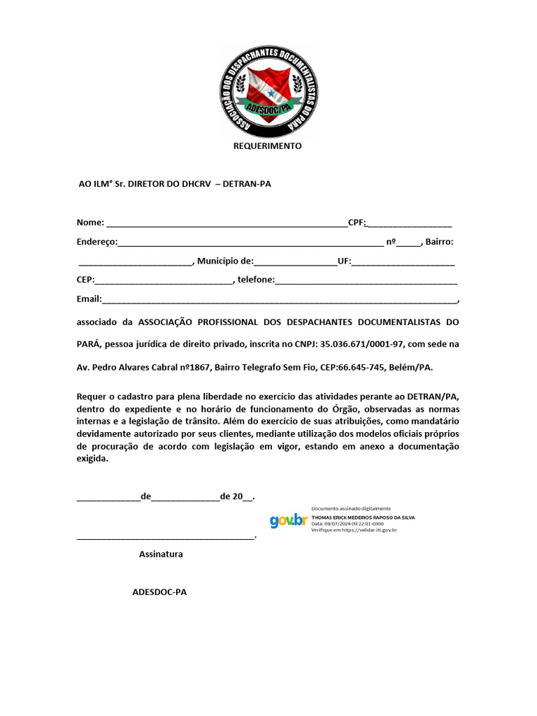 REQUERIMENTO CPF Adesdoc Assinado | PDF
