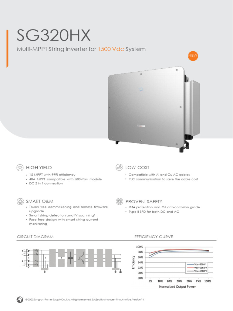 Inverter Datasheet - DS - 20220110 - SG320HX - V14 - EN | PDF | Power ...