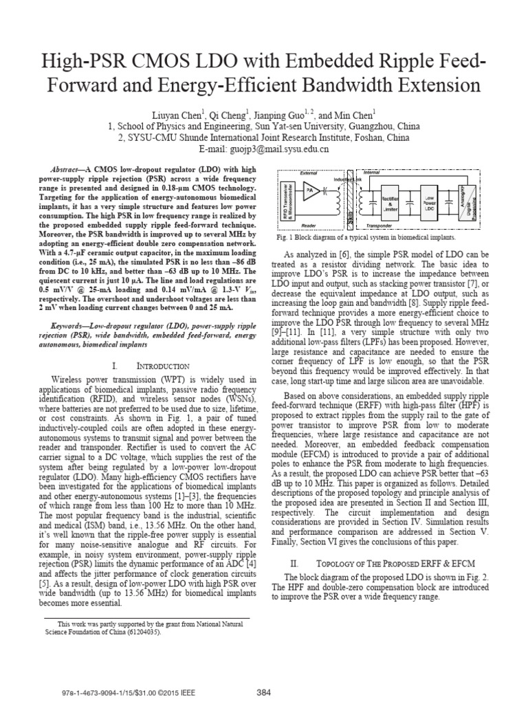 High-PSR CMOS LDO With Embedded Ripple Feedforward and Energy-Efficient ...