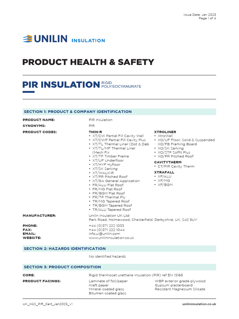 2897 UK Health Safety Cert PIR RevA-1 | PDF | Magnesium | Personal ...
