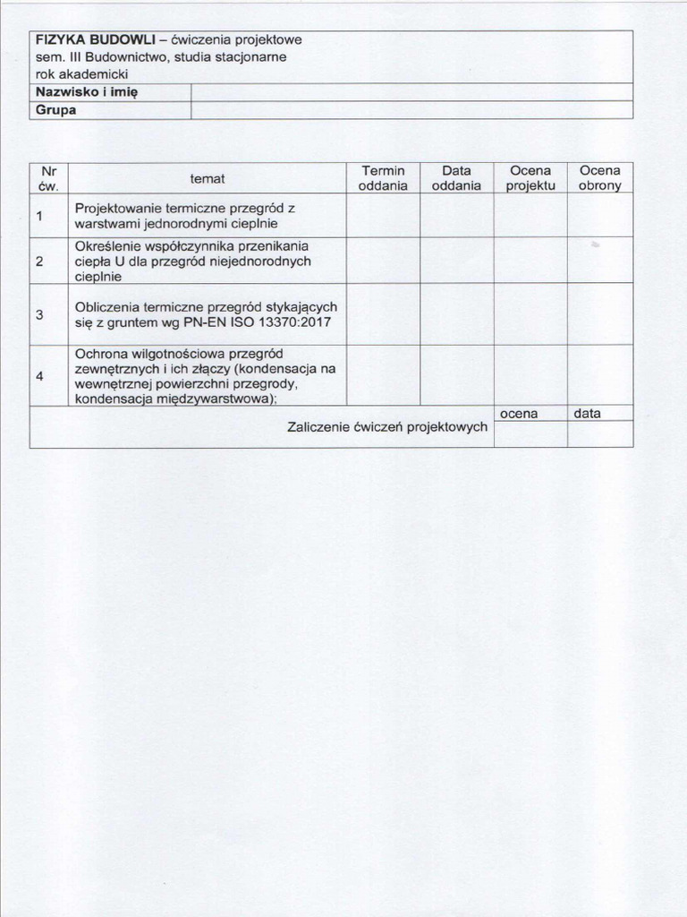 Fizyka Budowli Pierwsza Strona | PDF